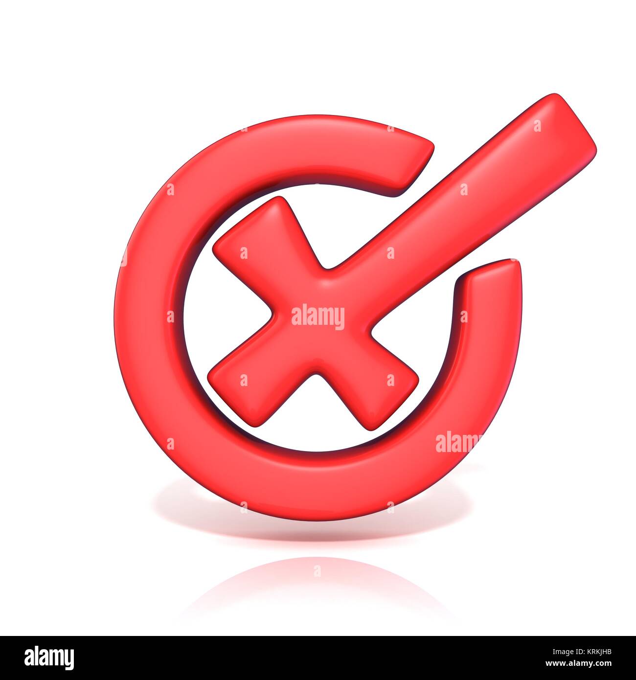 Red incorrect check mark in circle. 3D Stock Photo - Alamy