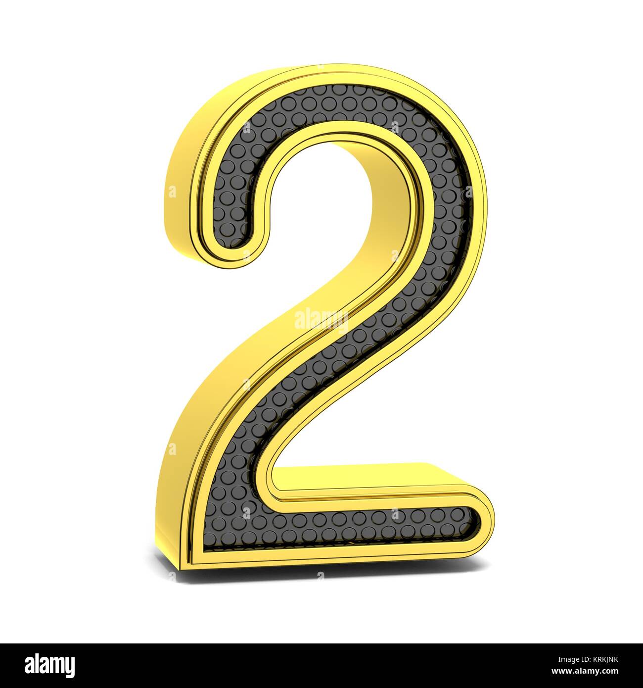 Golden and black round font. Number 2. 3D Stock Photo - Alamy