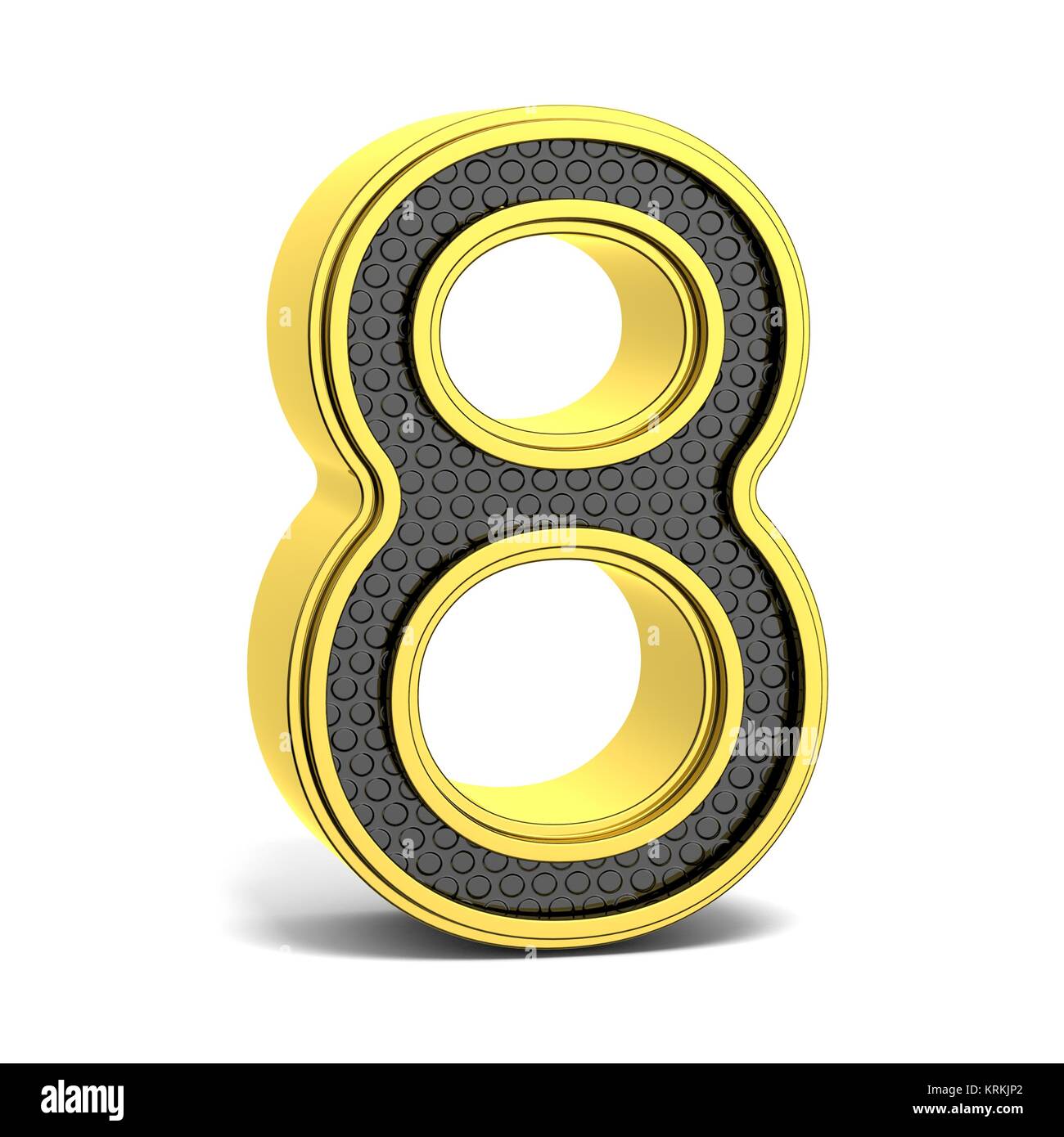 Golden and black round font. Number 8. 3D Stock Photo - Alamy