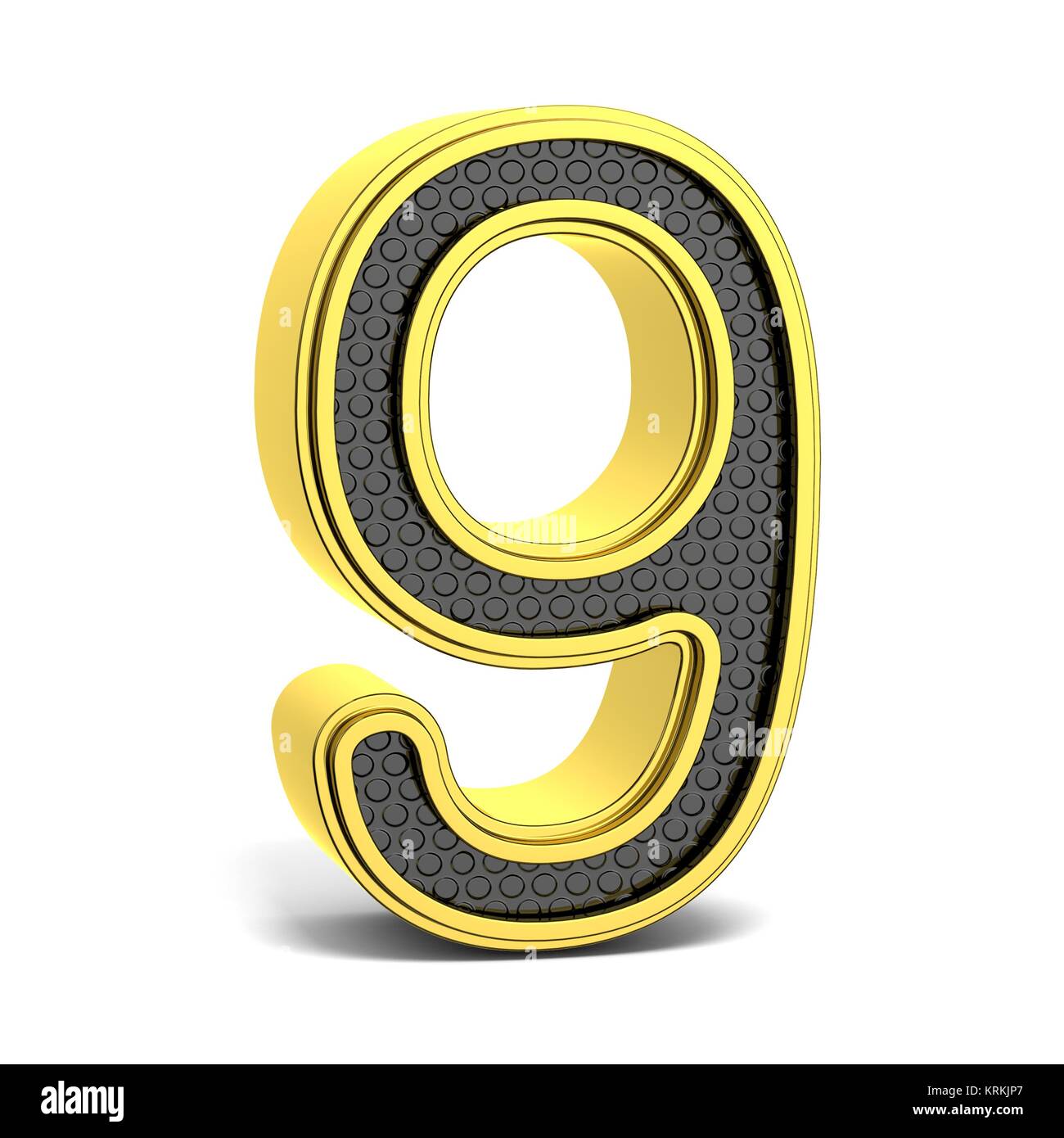Golden and black round font. Number 9. 3D Stock Photo - Alamy