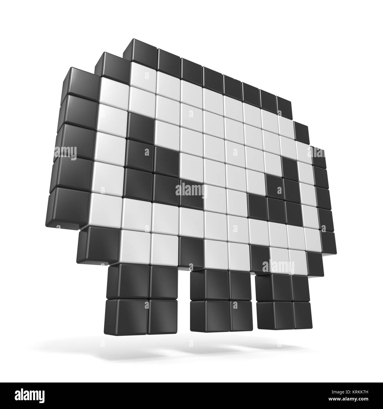 Pixelated 8bit skull icon. Side view. 3D Stock Photo - Alamy