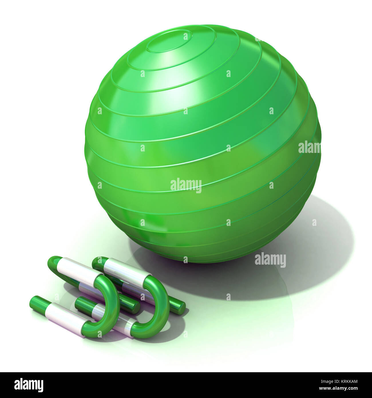 Green fitness ball and push-up bars Stock Photo - Alamy