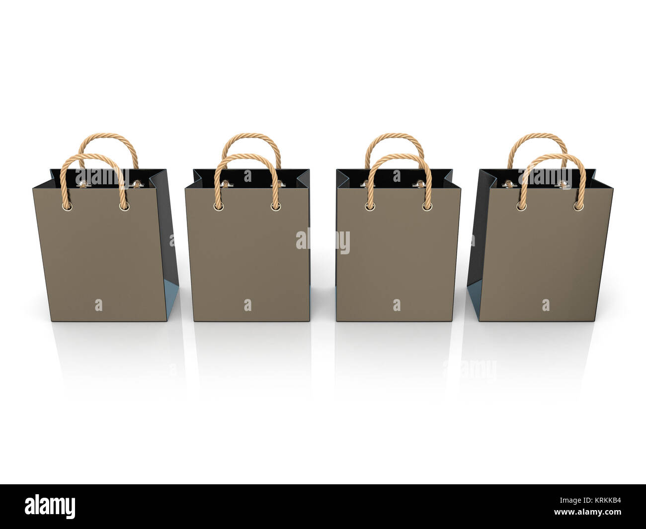 Four, empty, black, blank shopping bags. 3D Stock Photo - Alamy