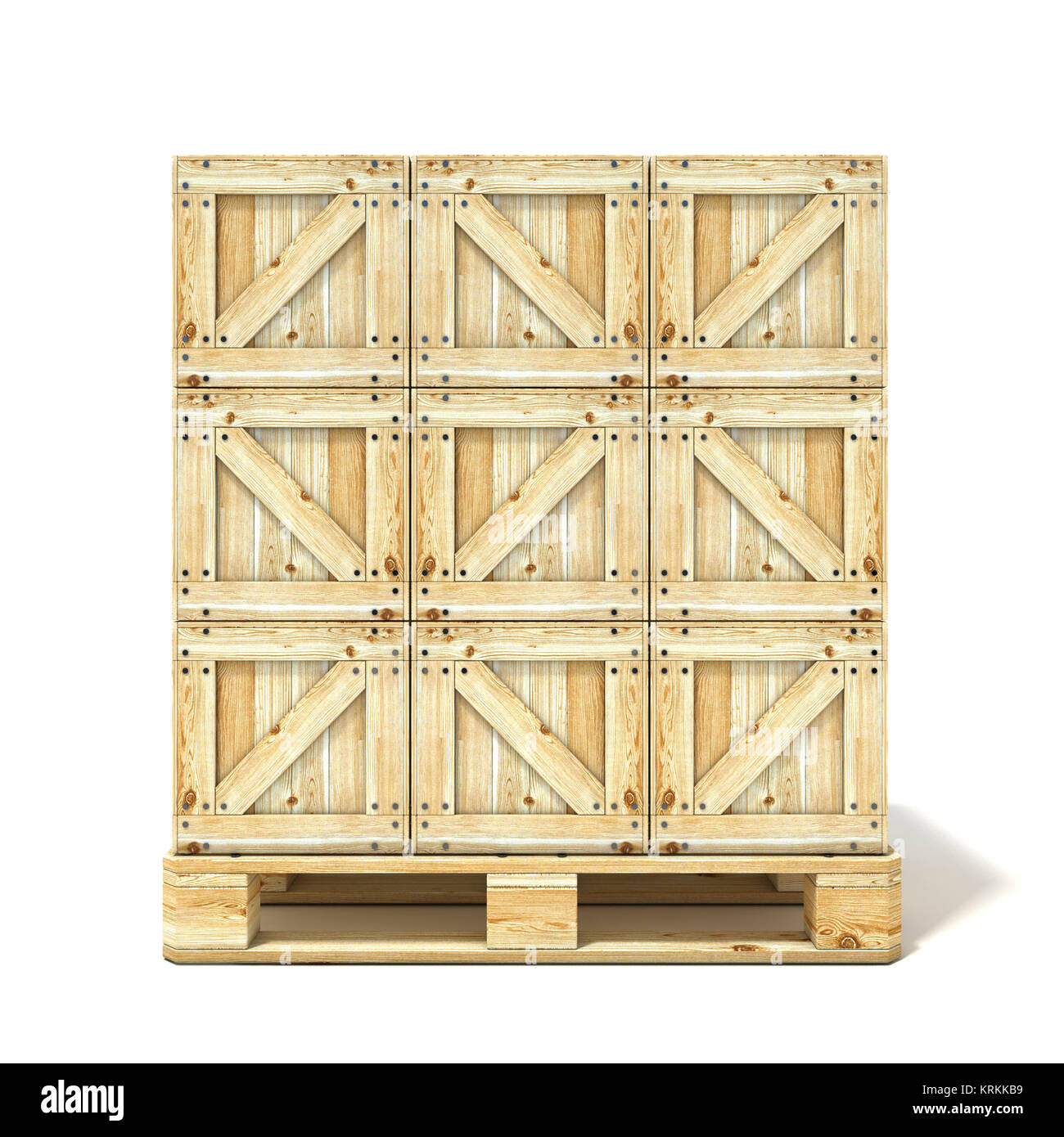 Wooden boxes on euro pallet. 3D Stock Photo - Alamy