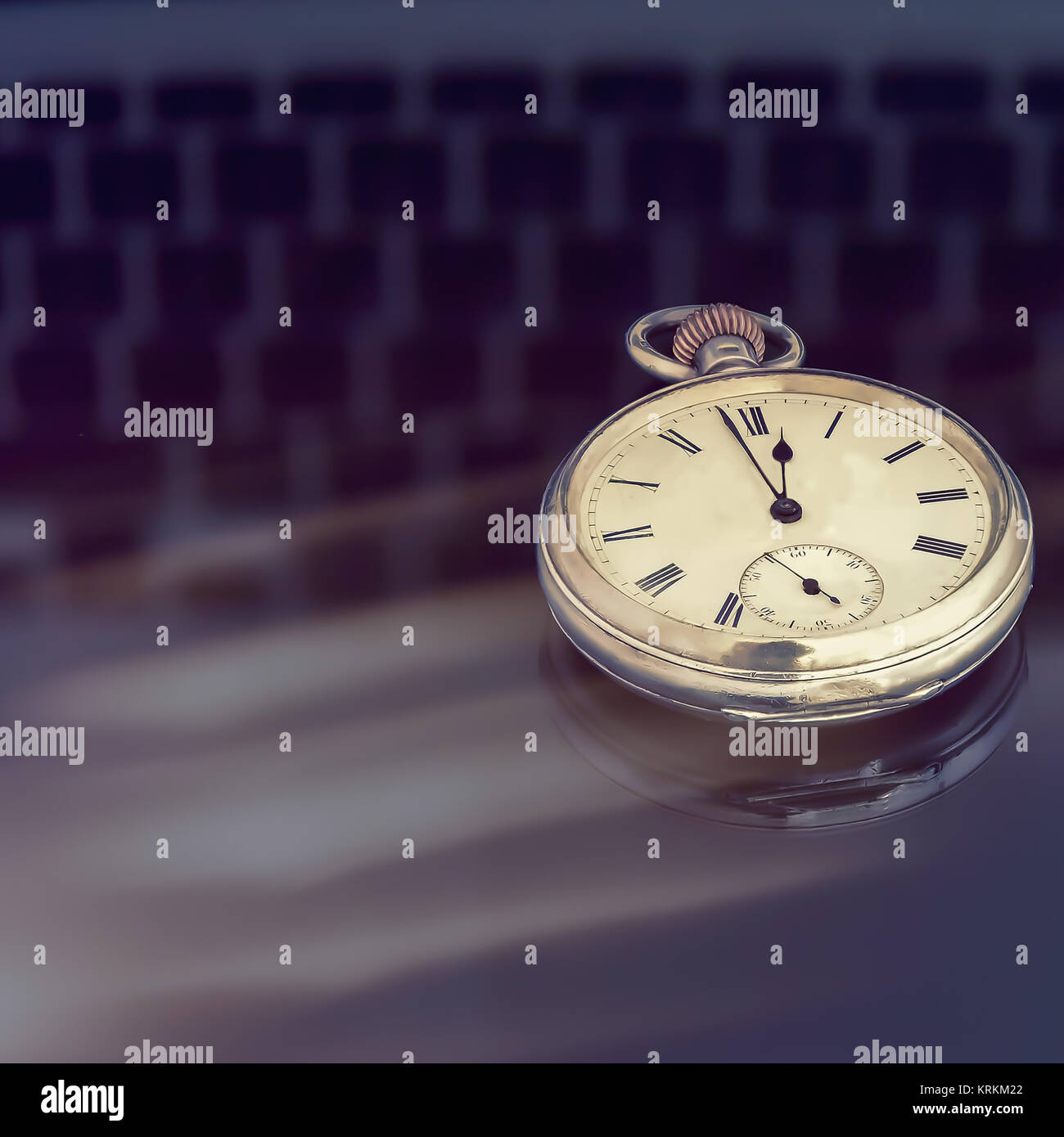 Vintage Pocket Watch. Isolated antique object with computer keys in the ...