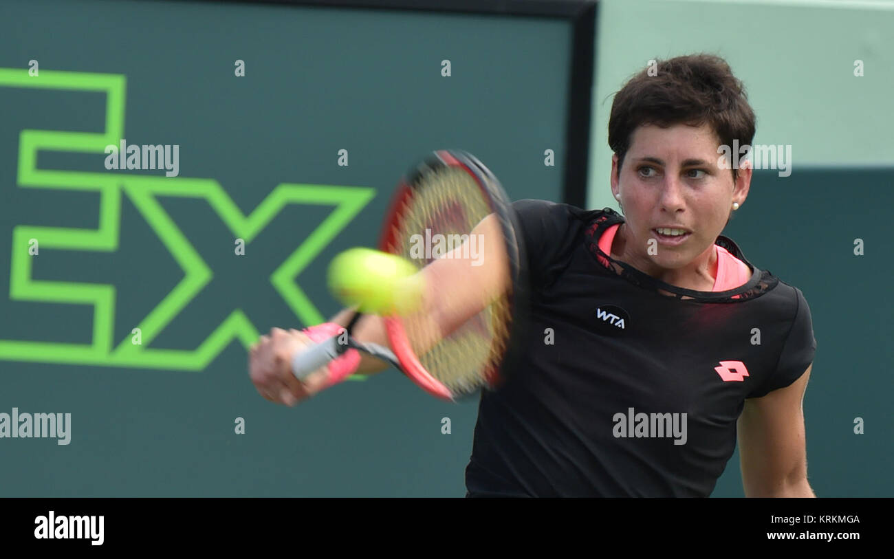 KEY BISCAYNE, FL - APRIL 02: Carla Suarez Navarro of Spain defeats ...