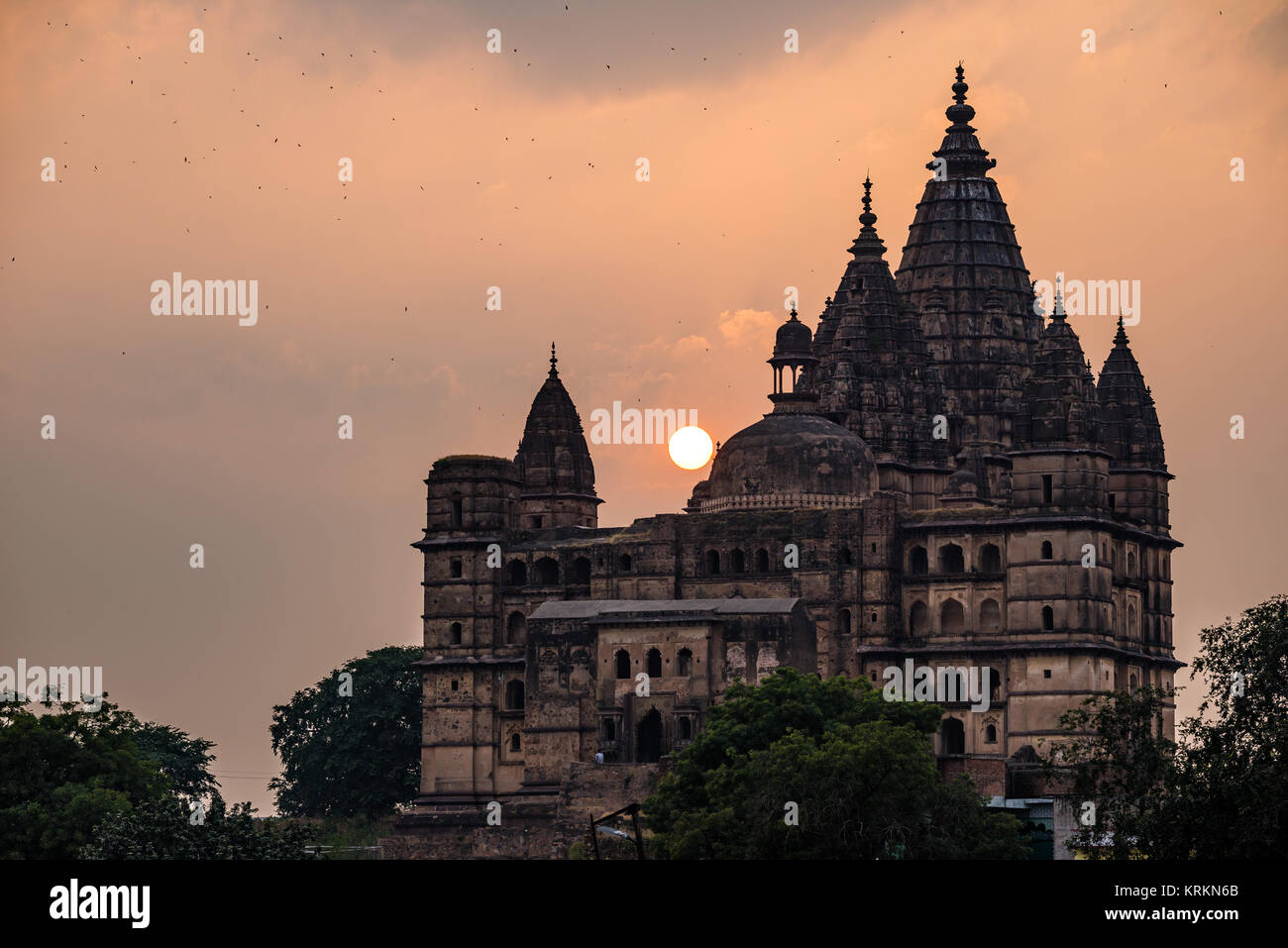 Orchha cityscape, hindu Chaturbhuj temple. Also spelled Orcha, famous ...
