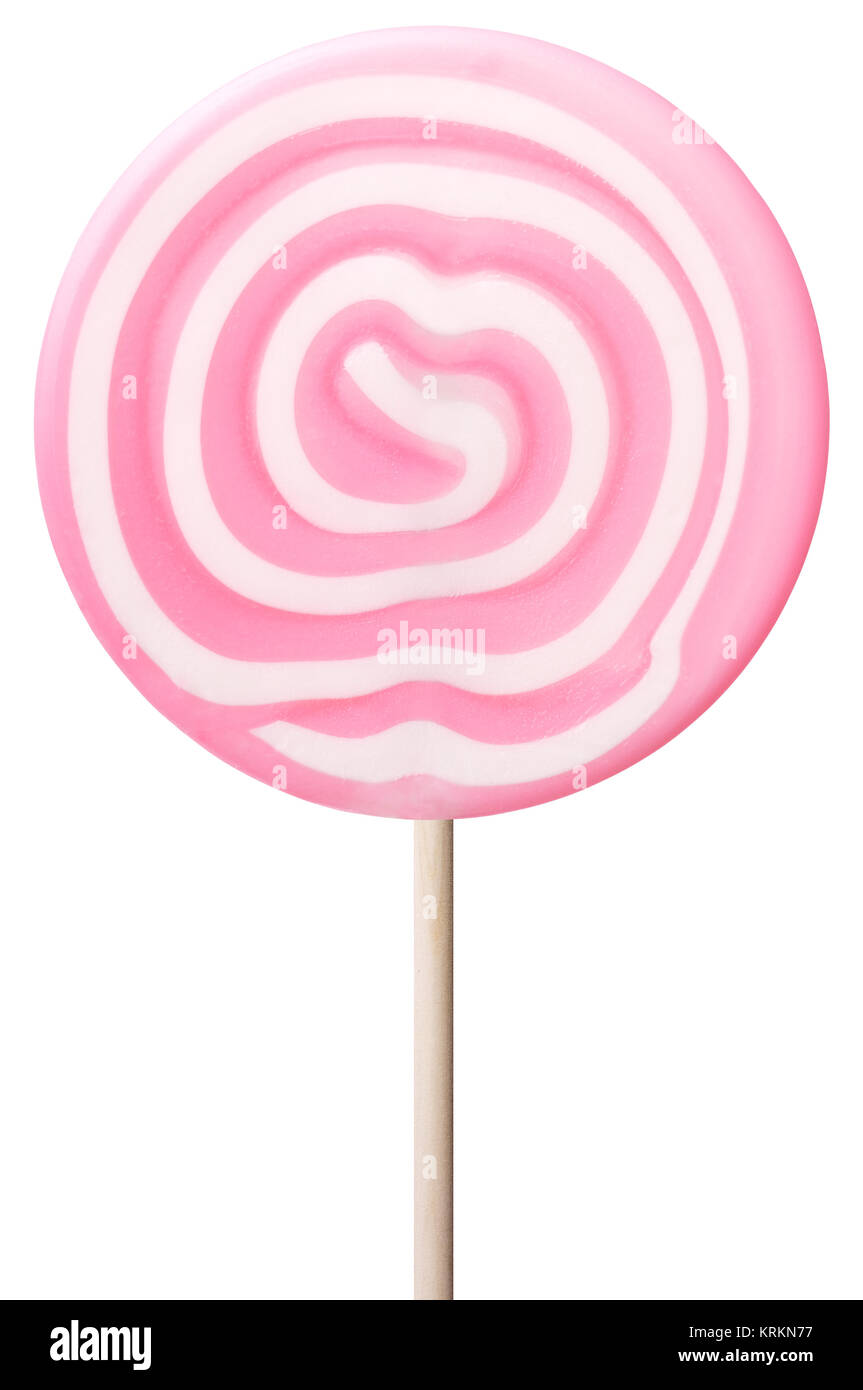 Round lollipop with pink and white swirls Stock Photo - Alamy