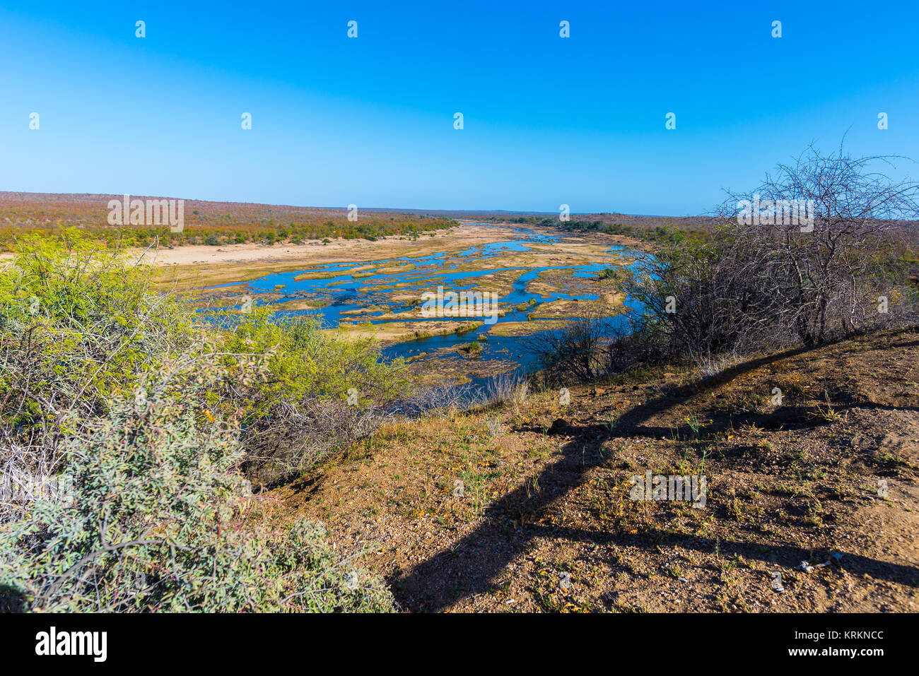 Olifants river, scenic and colorful landscape with wildlife in the ...
