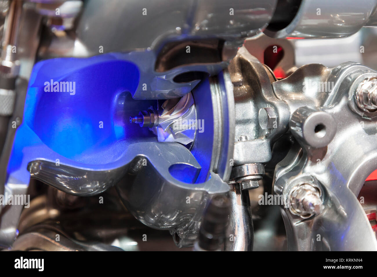Cross section of a modern turbocharger in a diesel engine Stock Photo ...
