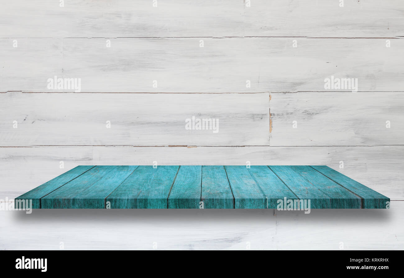 Top of blue wooden shelf Stock Photo - Alamy