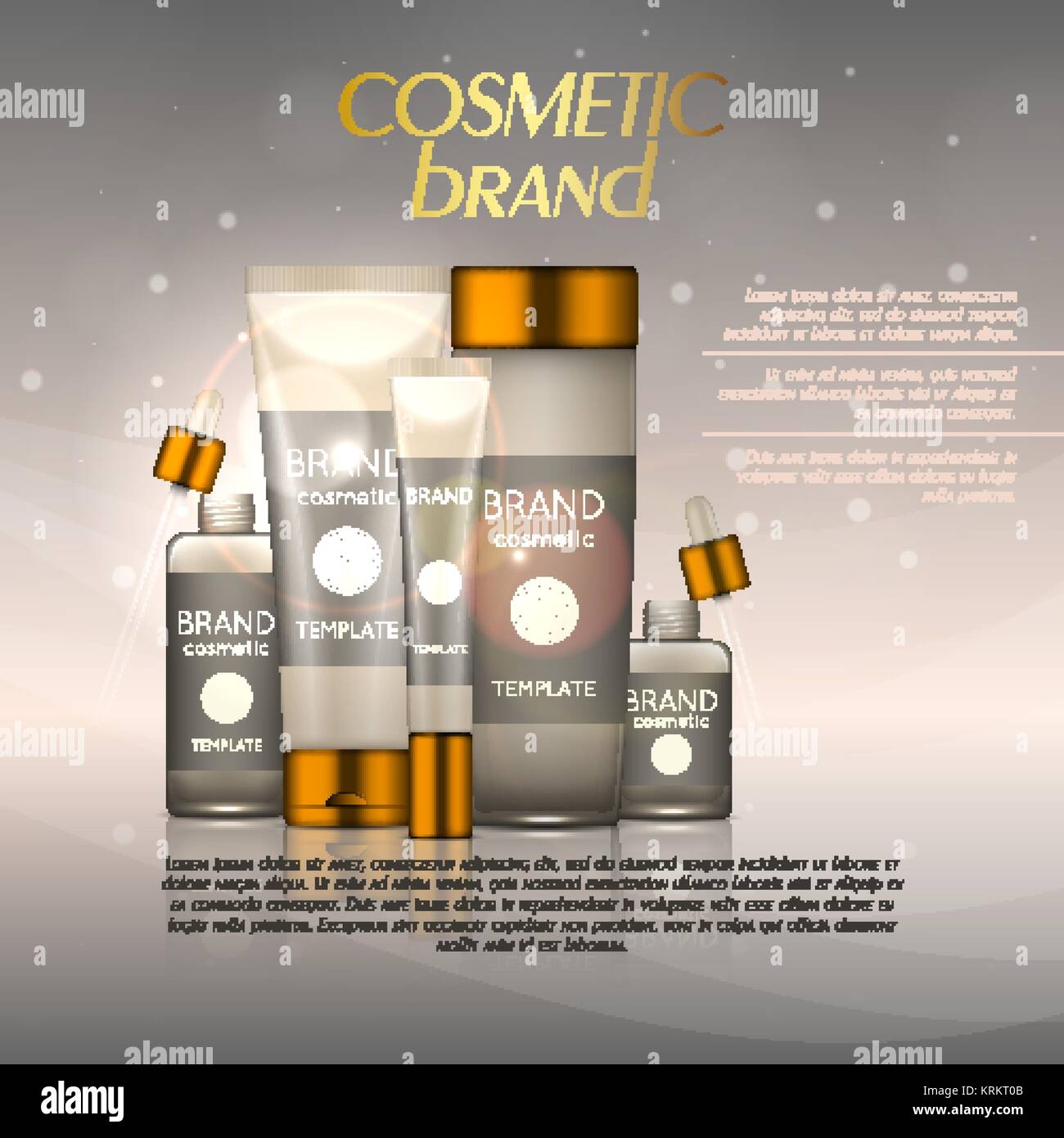 Vector 3D cosmetic illustration on a soft light background with flare ...