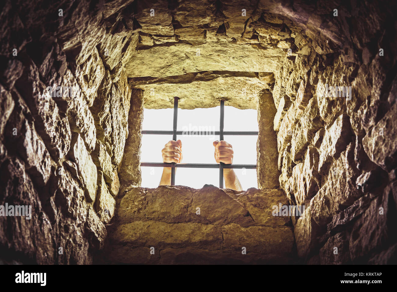 Prison window with metal bars Stock Photo - Alamy