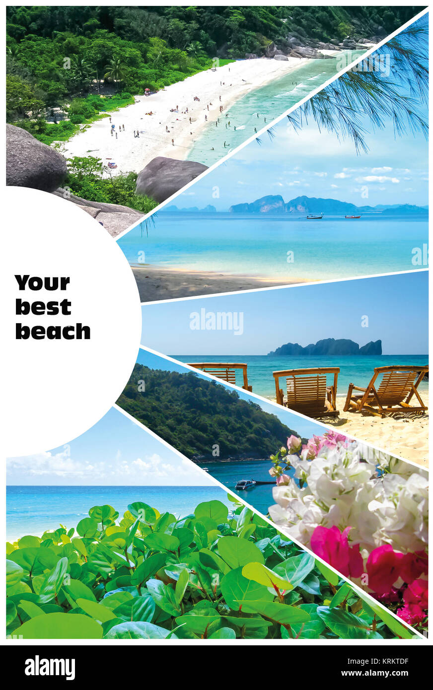 Collage of summer beach images - nature and travel background Stock ...