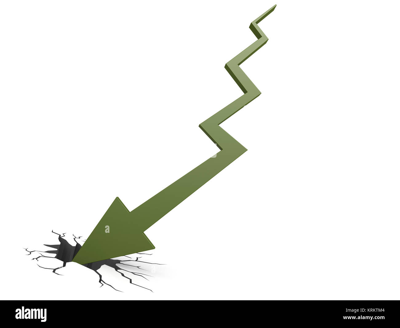 Green arrow dive into ground Stock Photo - Alamy