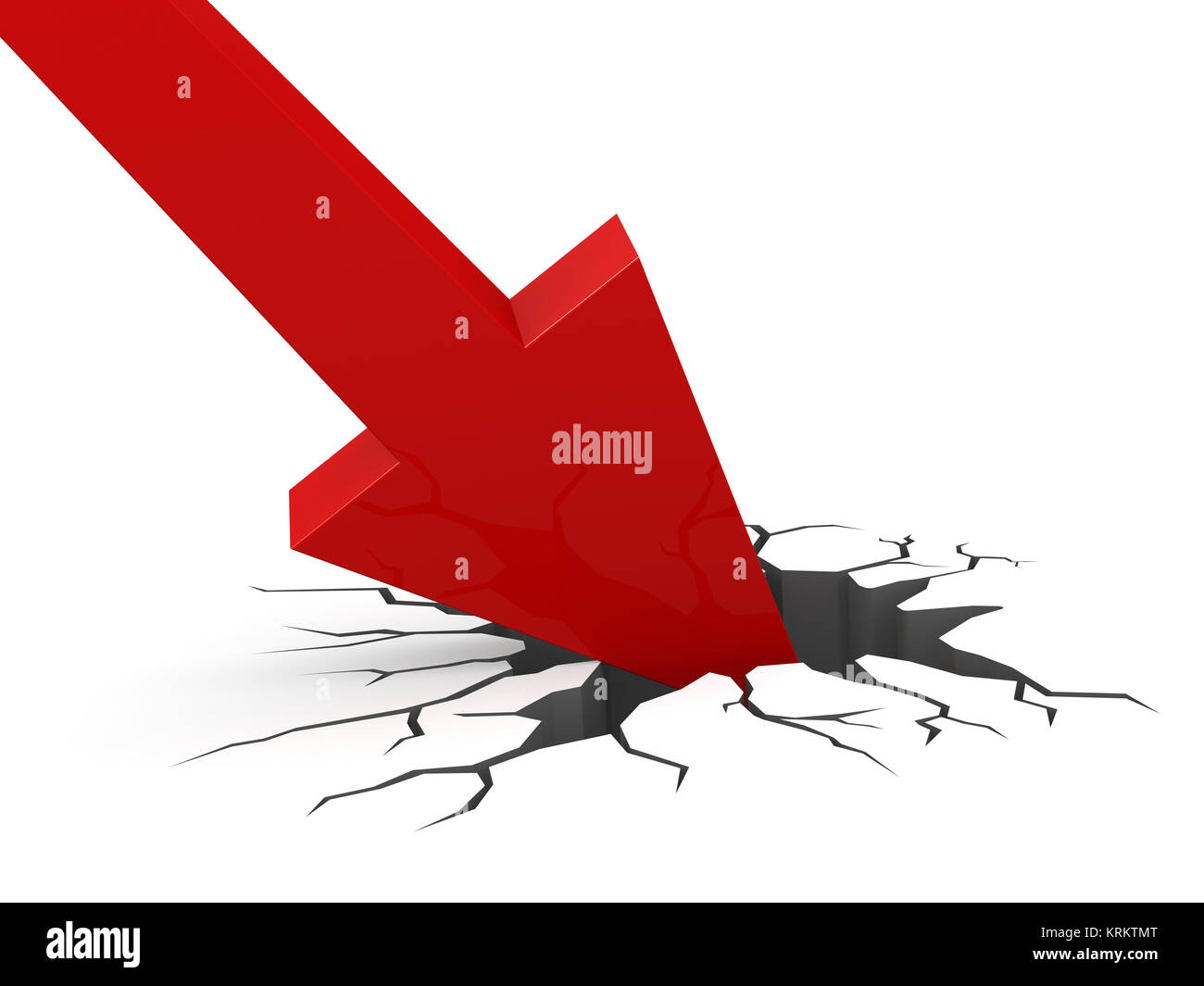 Arrow dive into ground on white Stock Photo - Alamy