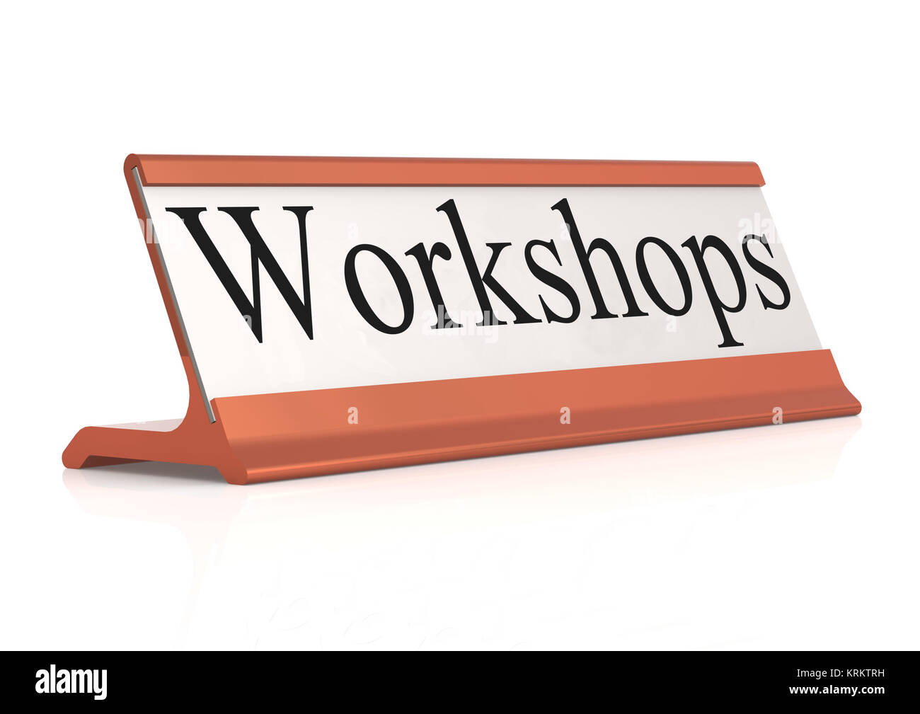 Workshops table tag isolated with white background Stock Photo - Alamy