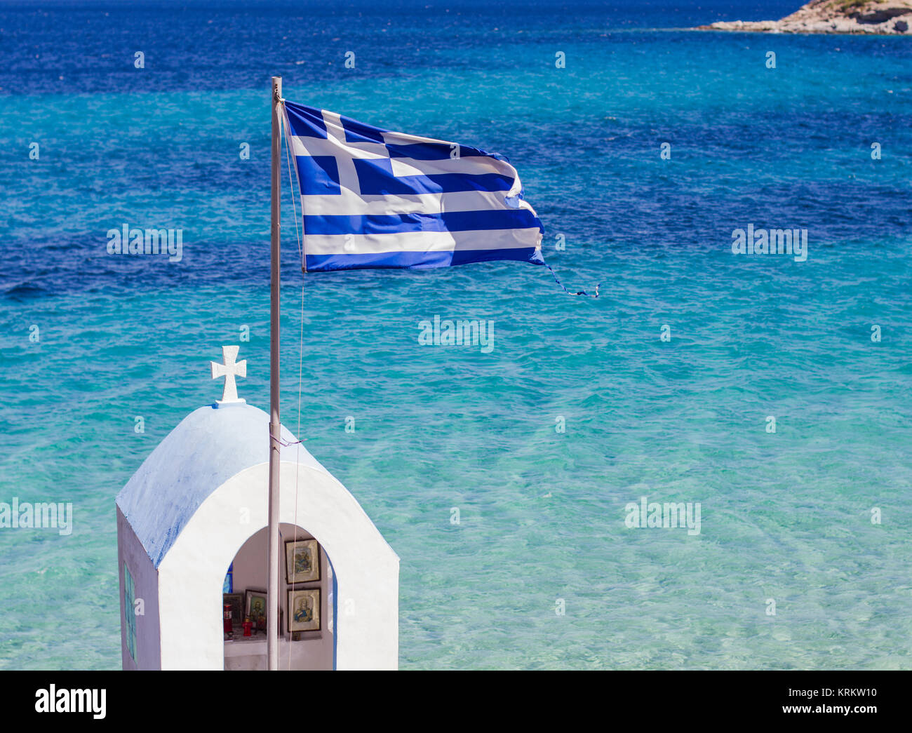 Greek National Flag Seascape Stock Photo - Alamy