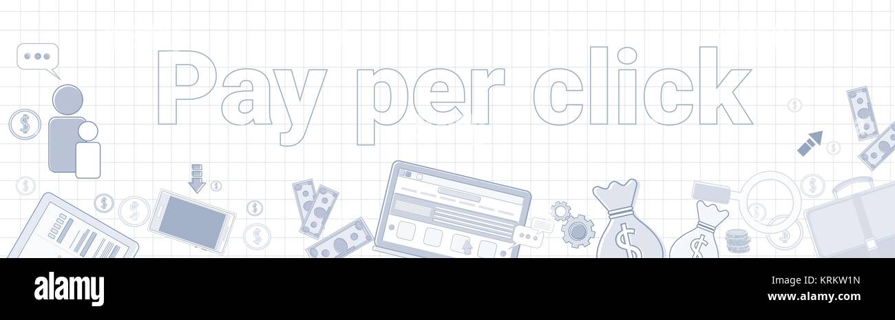 Pay Per Click Text On Squared Notebook Paper Background Horizontal Web ...