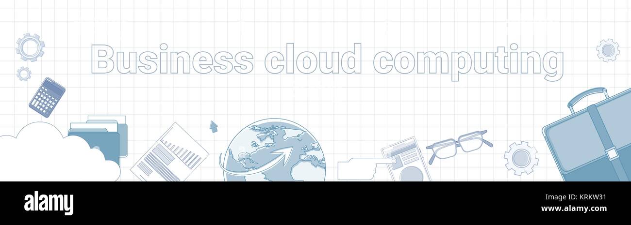 Business Cloud Computing Word On Squared Background Horizontal Banner ...