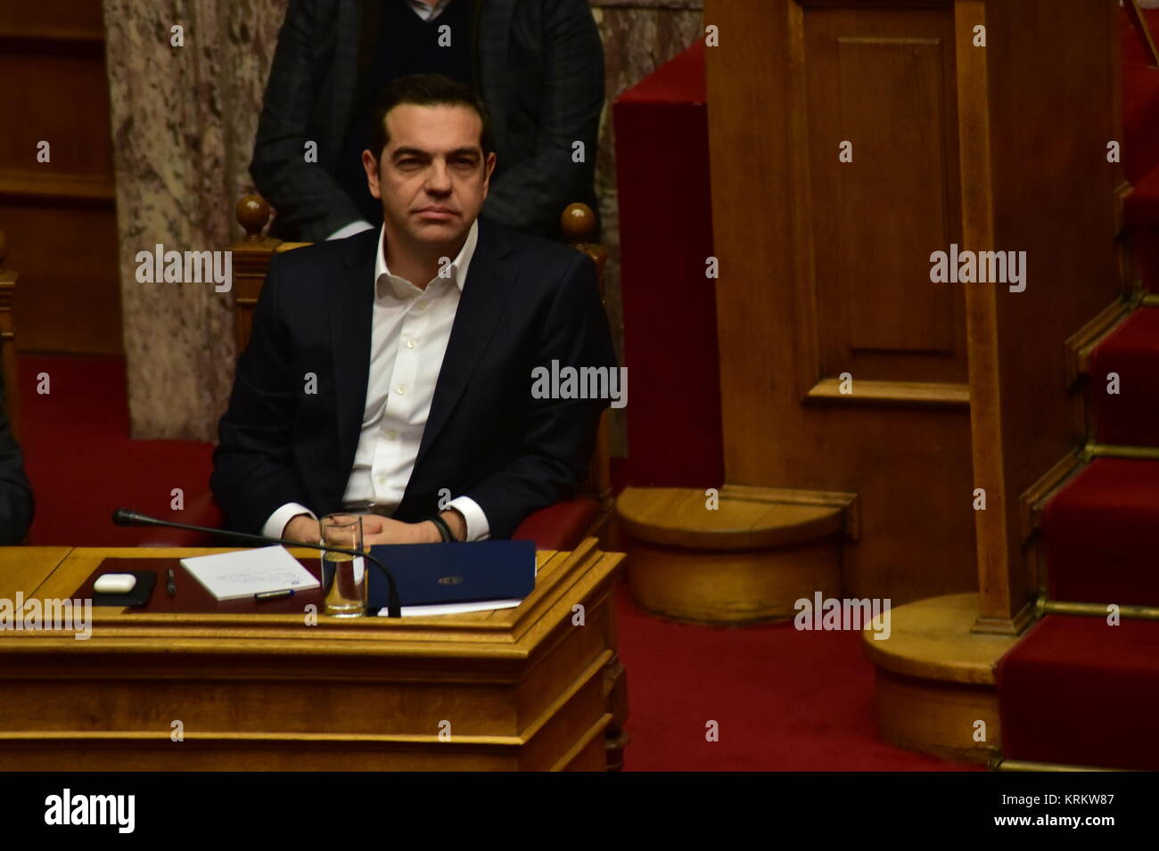 Greek Prime Minister Alexis Tsipras, during the session in Hellenic ...