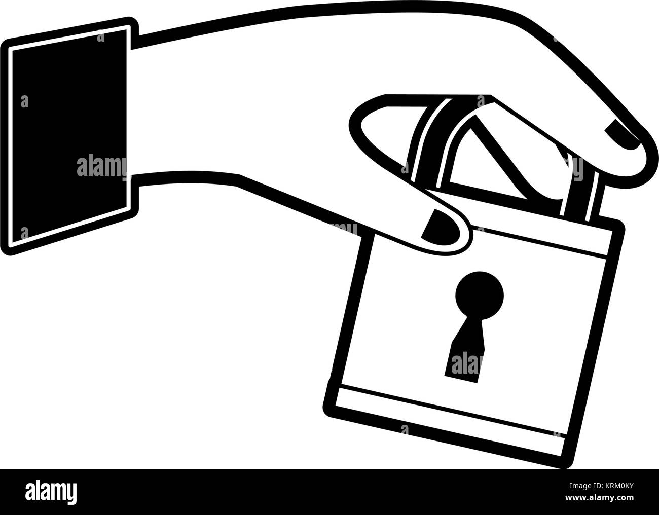 Hand with padlock Stock Vector Image & Art - Alamy