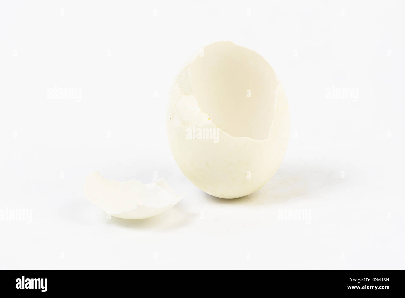 Egg shell on white background Stock Photo - Alamy