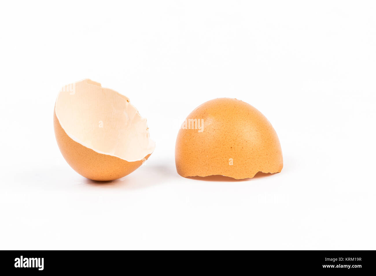 Egg shell on white background Stock Photo - Alamy