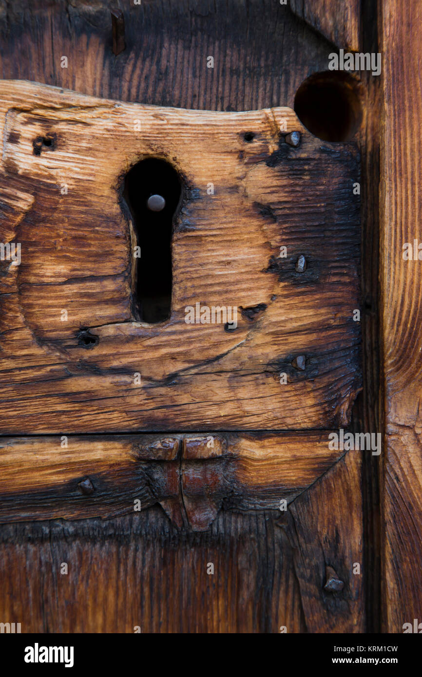 View of a particular of a wooden door Stock Photo - Alamy