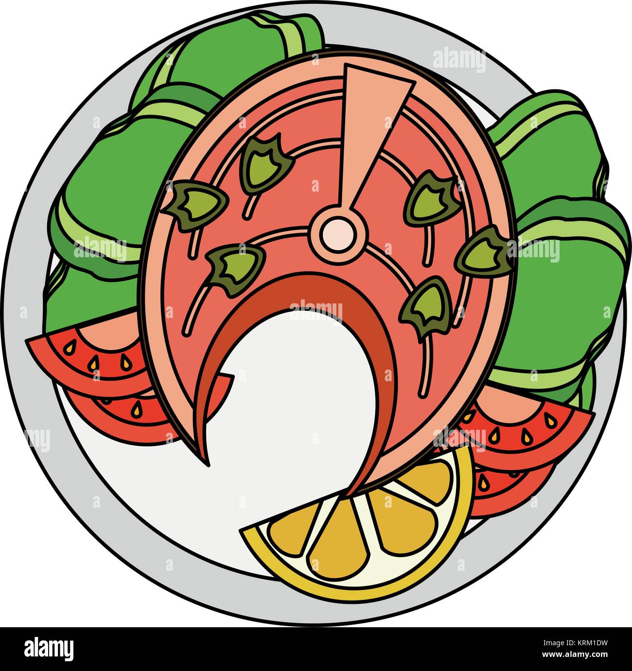 Fish and salad seafood Stock Vector Image & Art - Alamy