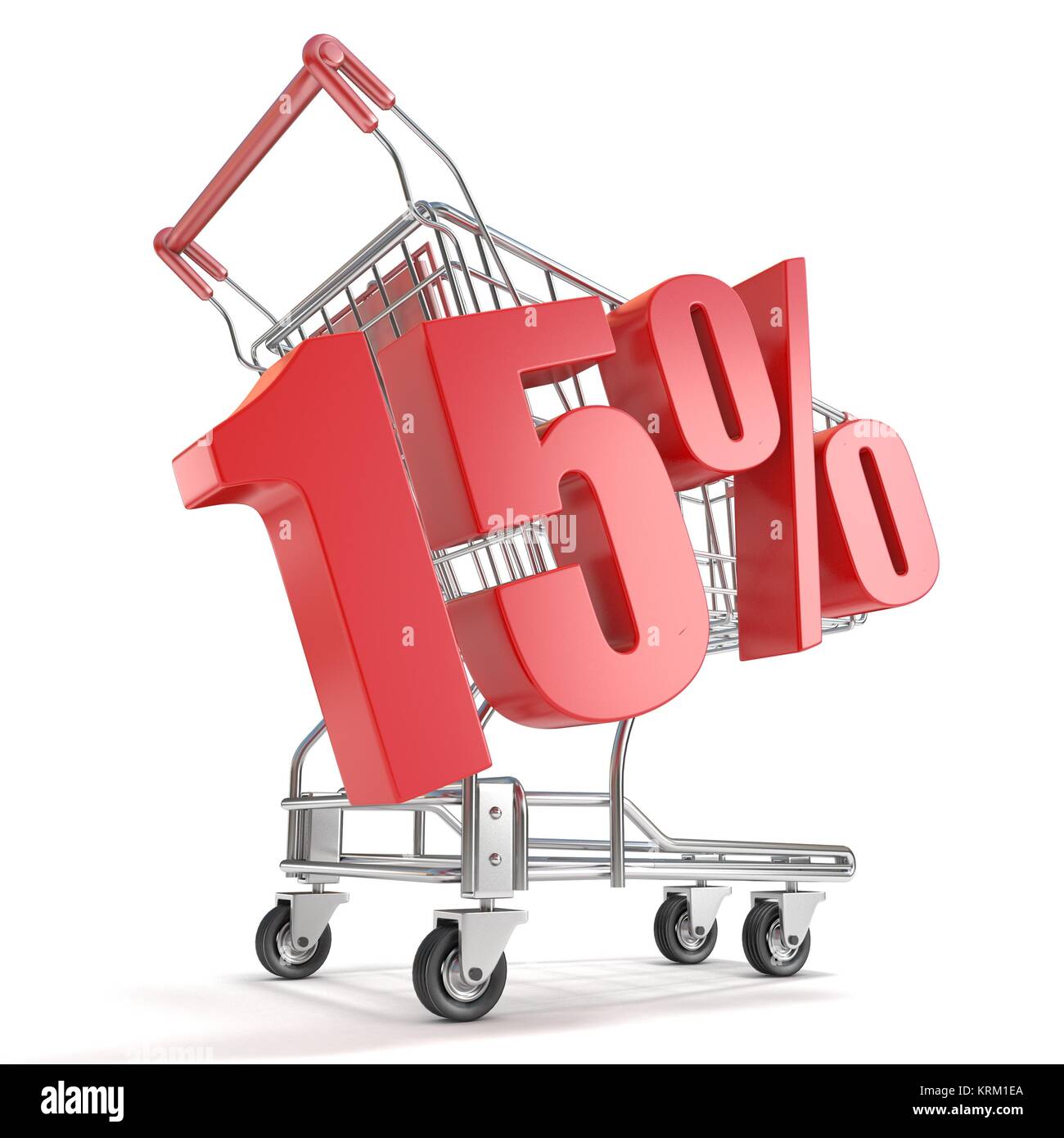 15% - fifteen percent discount in front of shopping cart. Sale concept ...