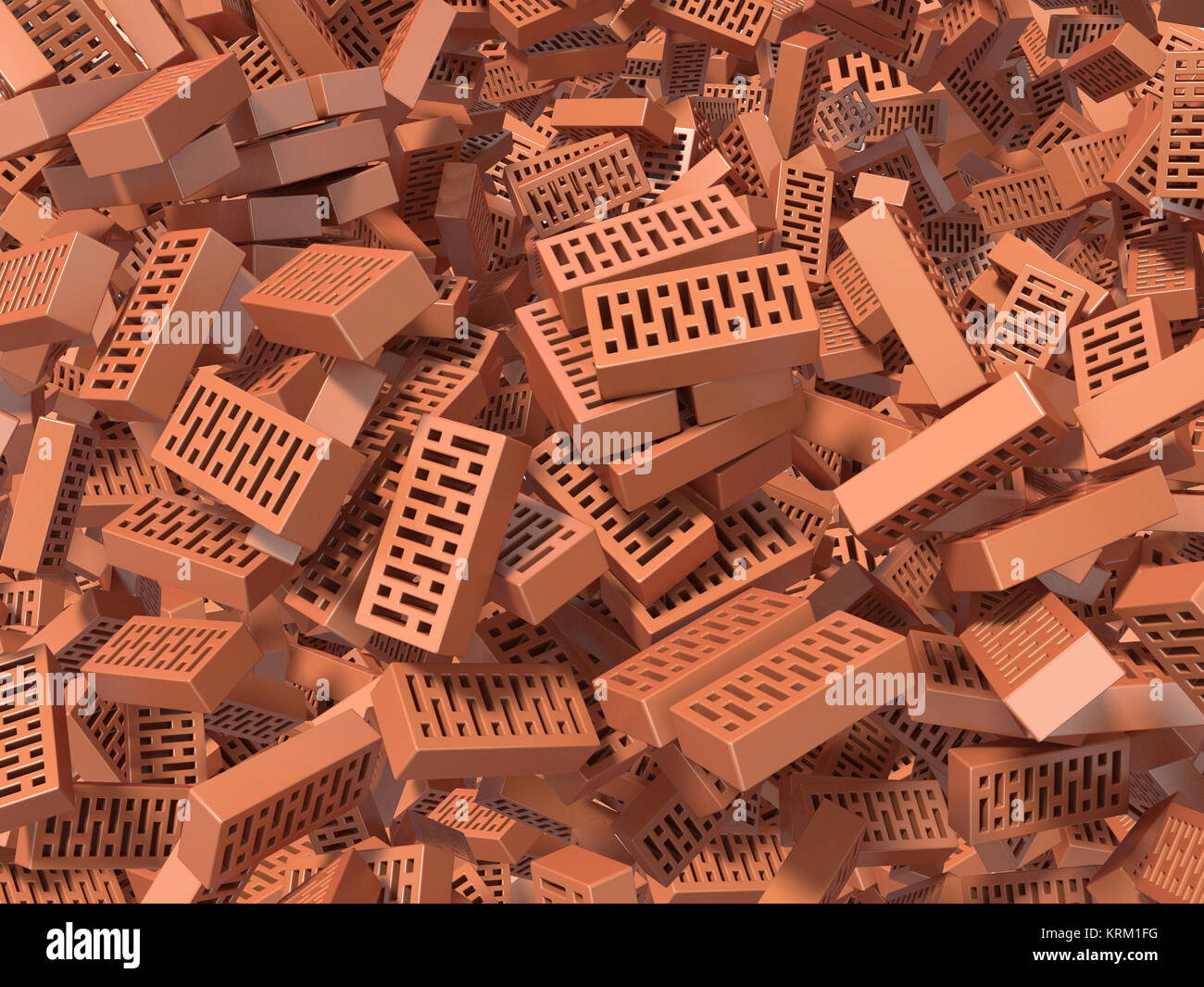 Heap of falling, flying, scattered bricks background. 3D Stock Photo ...