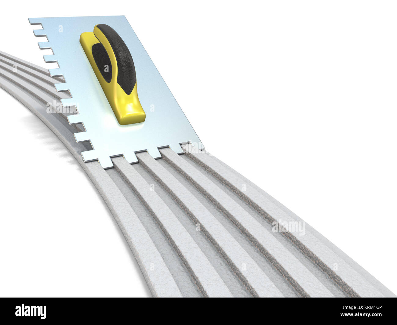 Finishing trowel spreading mortar line. 3D Stock Photo - Alamy