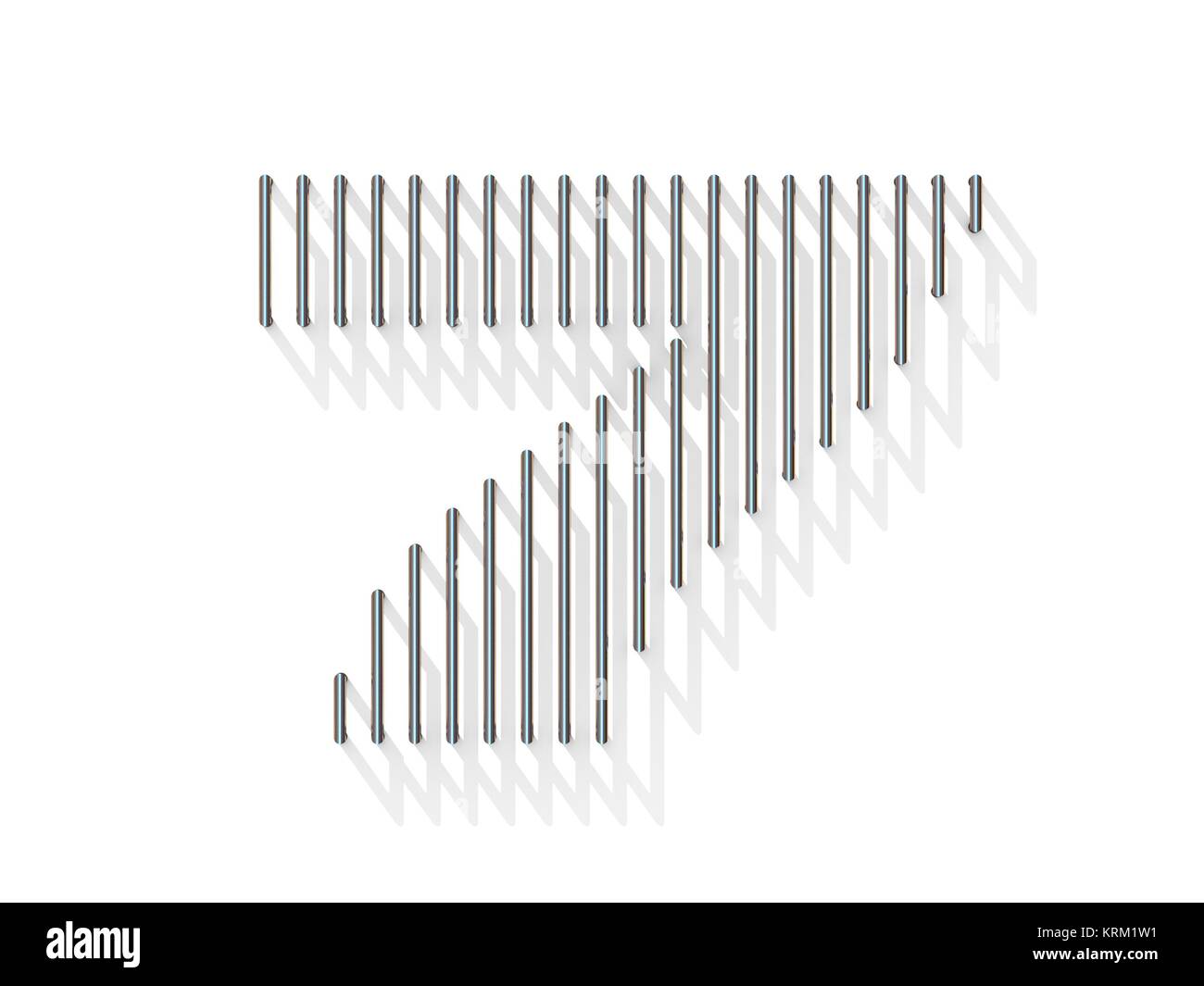 Silver, steel wire font. Number SEVEN 7 Stock Photo - Alamy