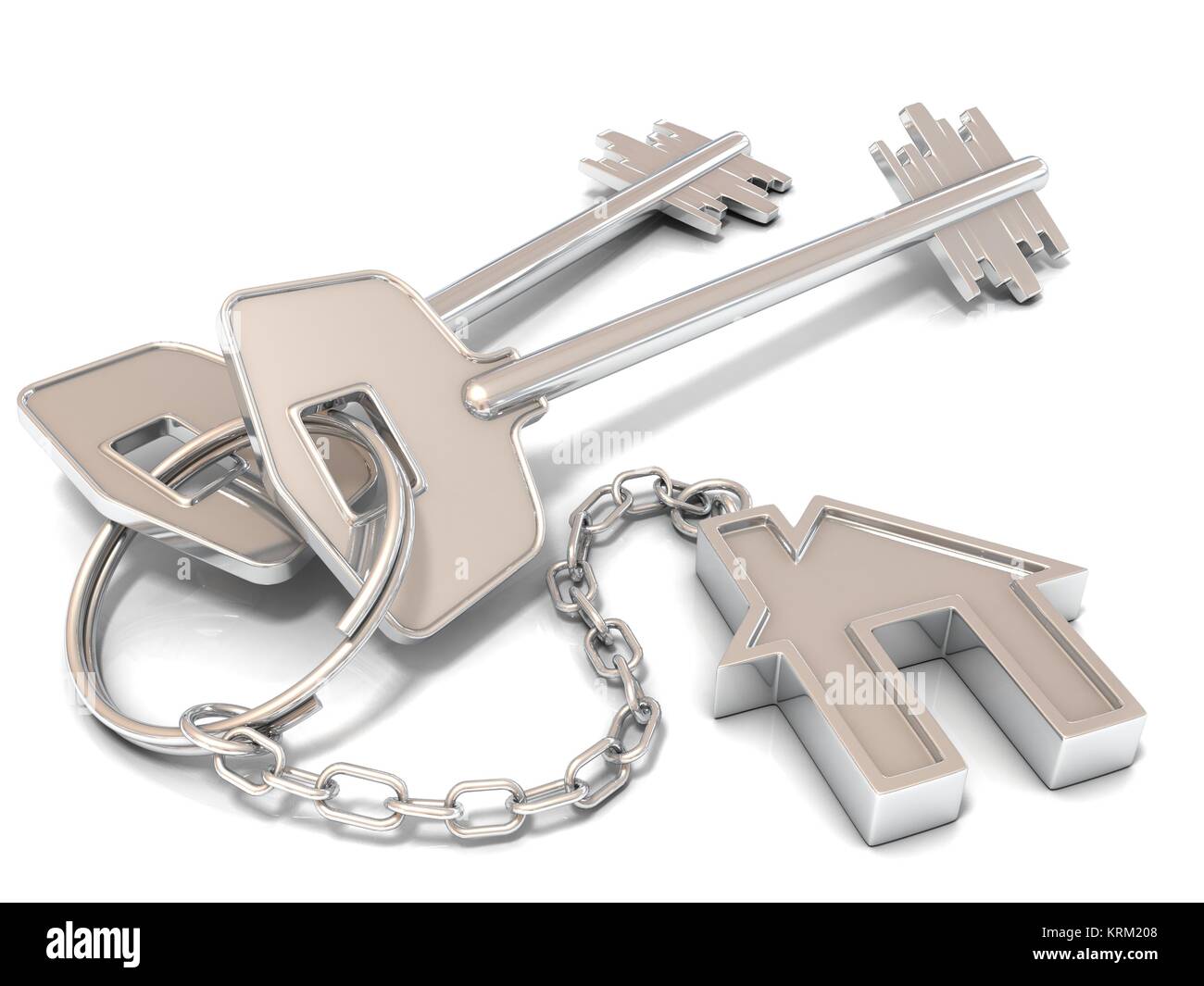 Two house door keys and house key-chain Stock Photo - Alamy