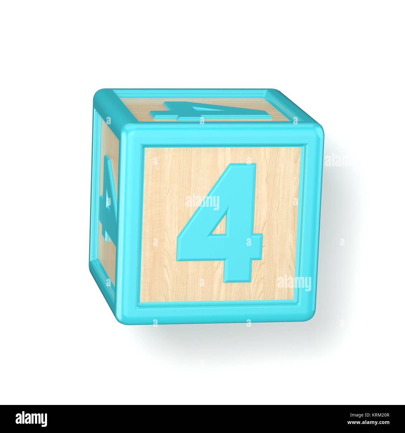 Number 4 FOUR wooden alphabet blocks font rotated. 3D Stock Photo - Alamy
