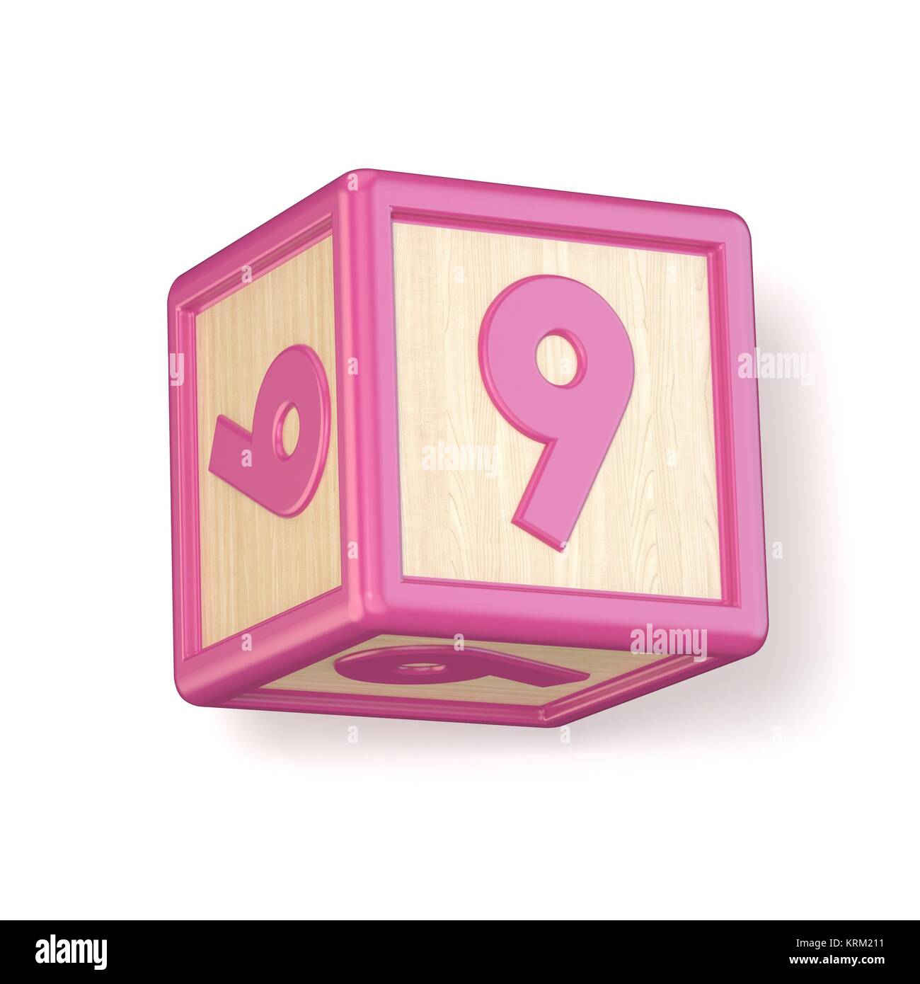 Number 9 NINE wooden alphabet blocks font rotated. 3D Stock Photo - Alamy