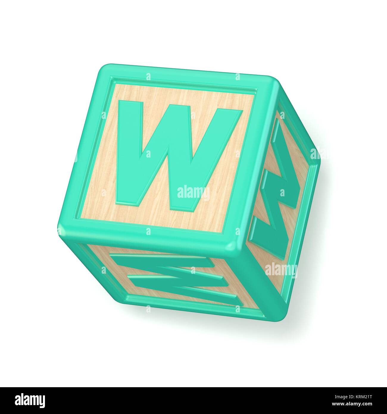 Letter W wooden alphabet blocks font rotated. 3D Stock Photo - Alamy