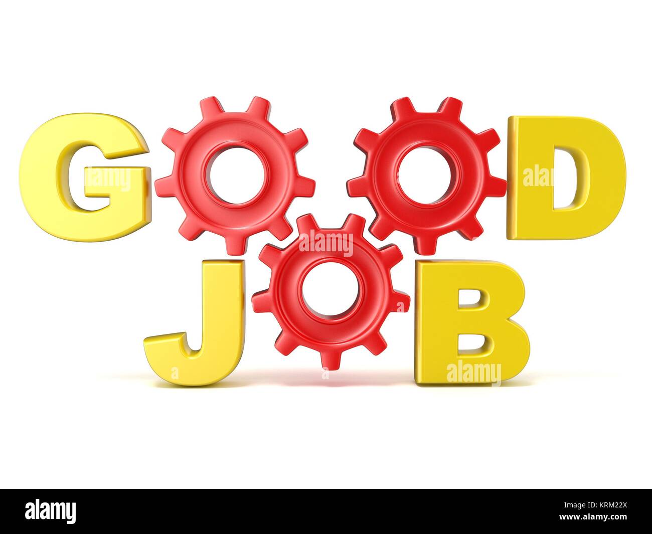 The words GOOD JOB in 3D letters and gear wheels Stock Photo - Alamy