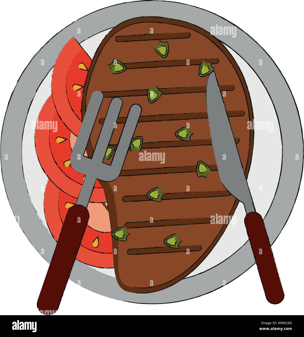 Delicious meat on dish Stock Vector Image & Art - Alamy