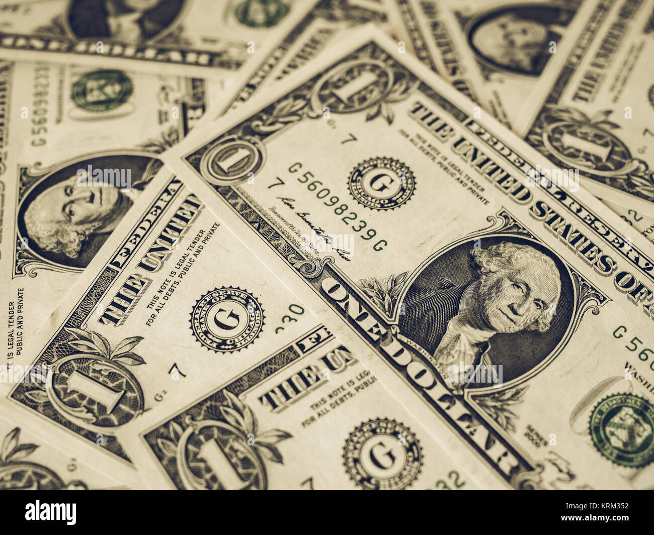 Vintage Dollar notes 1 Dollar Stock Photo - Alamy