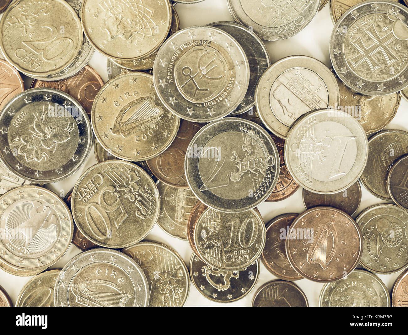 Vintage Euro coin Stock Photo - Alamy