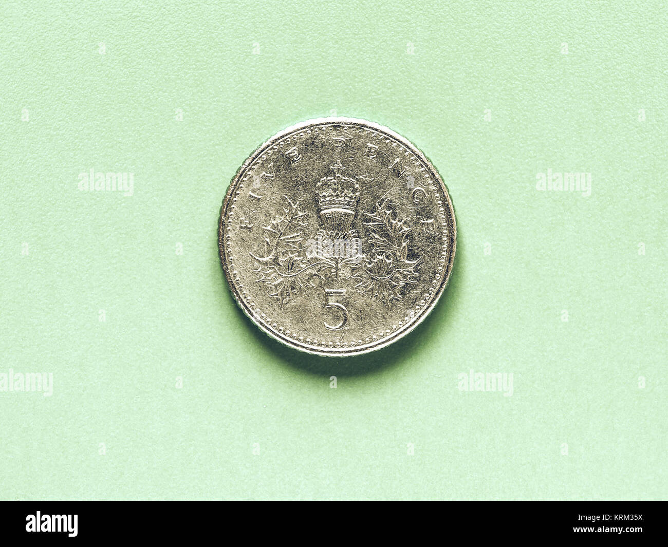 Vintage GBP Pound coin - 5 Pence Stock Photo - Alamy