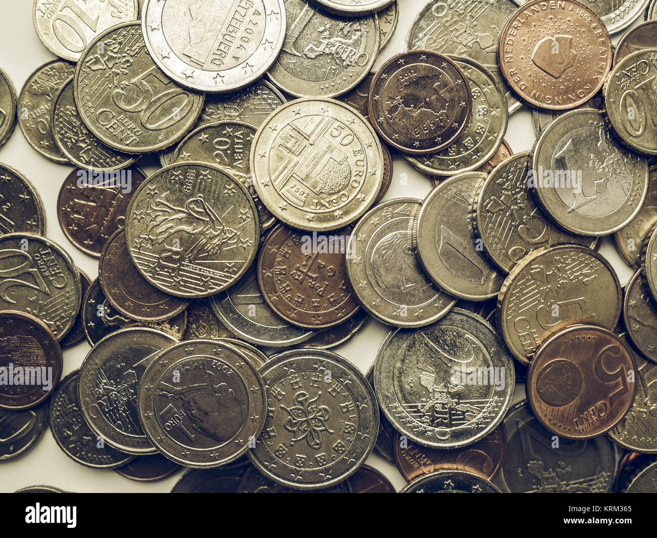 Vintage Euro coins Stock Photo - Alamy