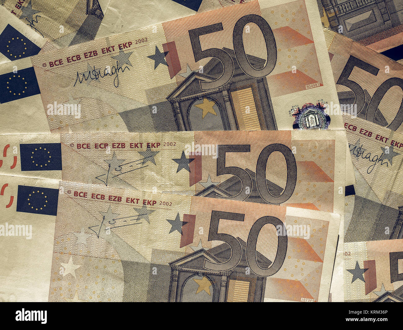 Vintage Fifty Euro notes Stock Photo - Alamy