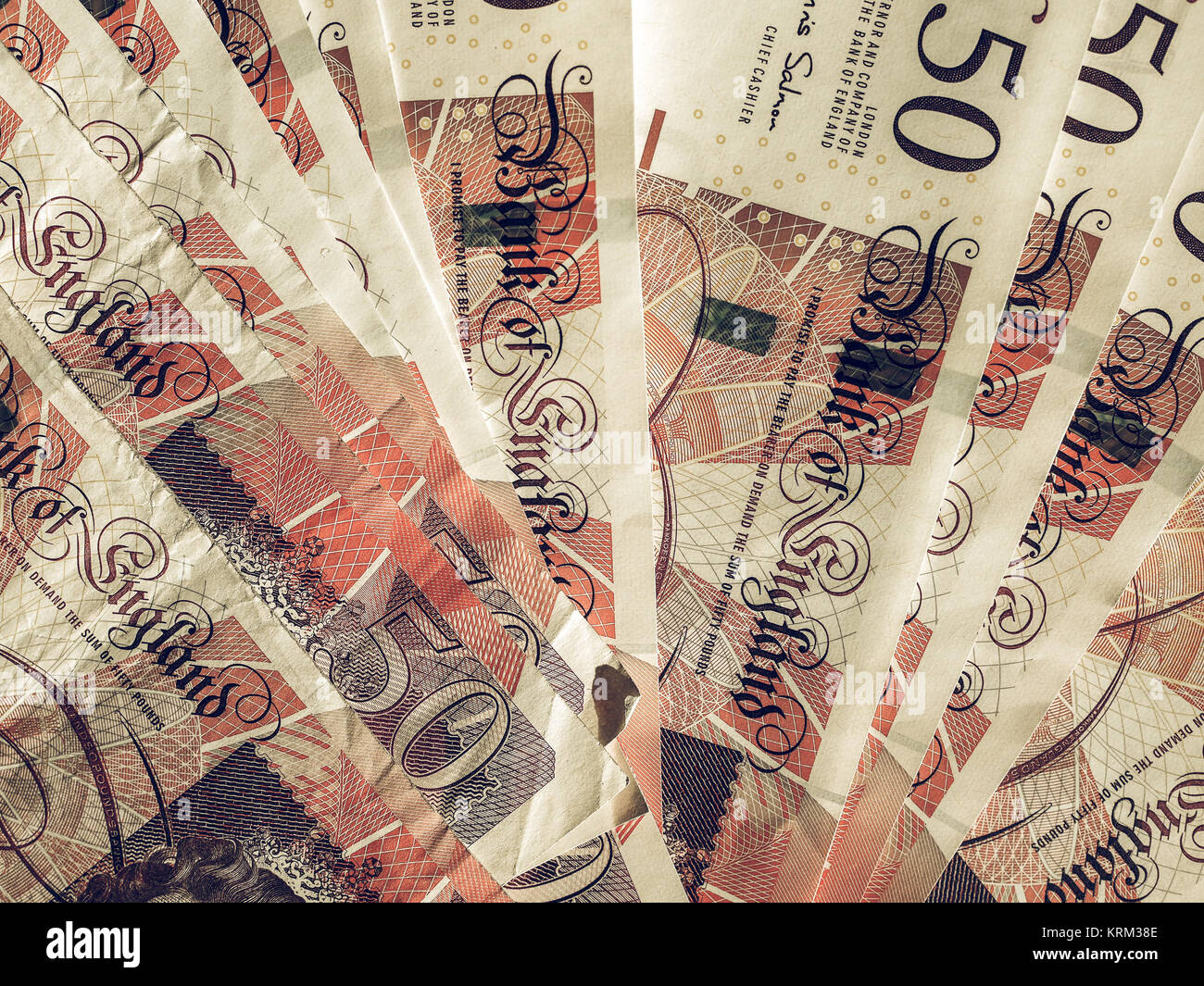 Vintage Fifty Pound notes Stock Photo - Alamy