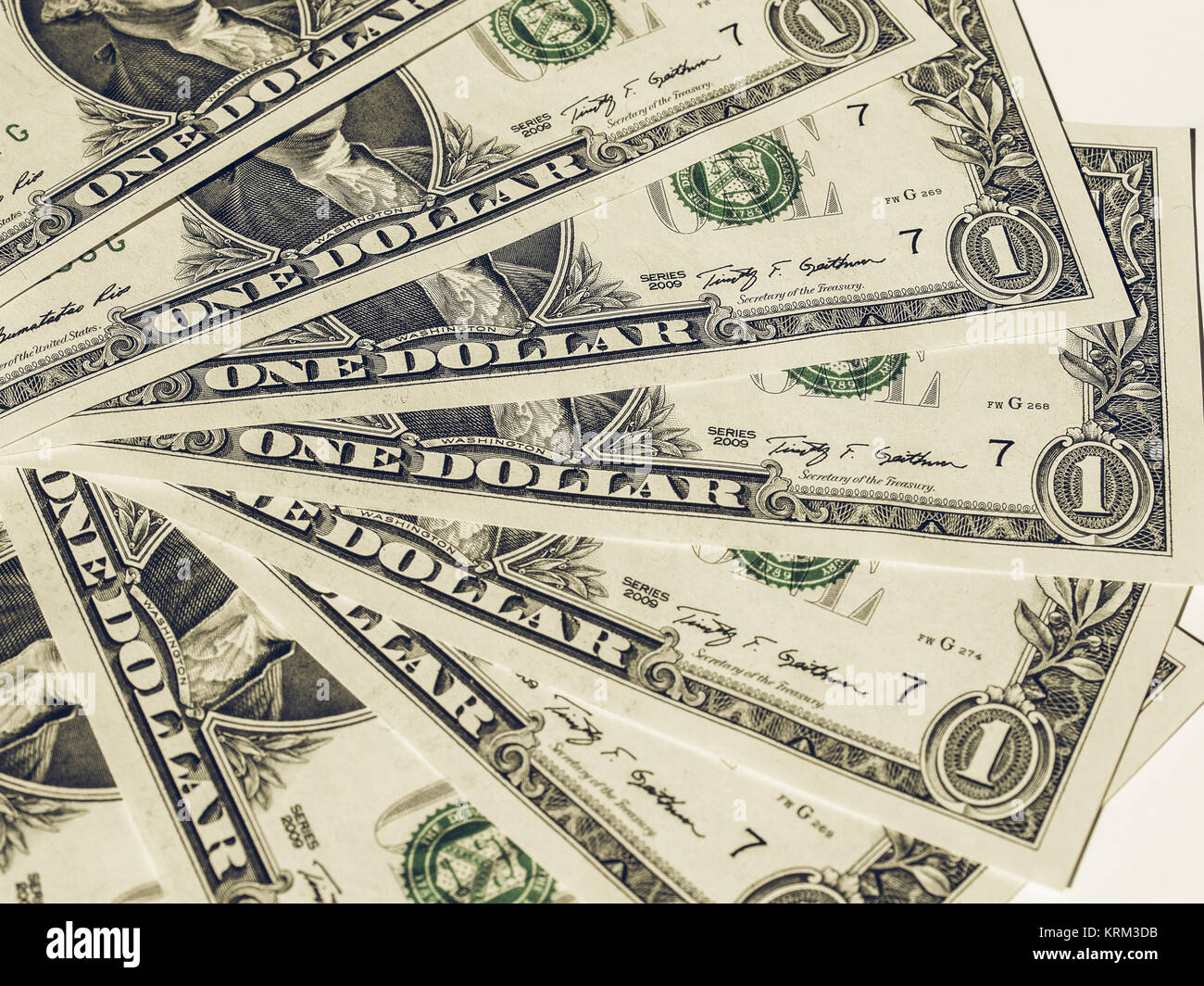 Vintage Dollar notes 1 Dollar Stock Photo - Alamy