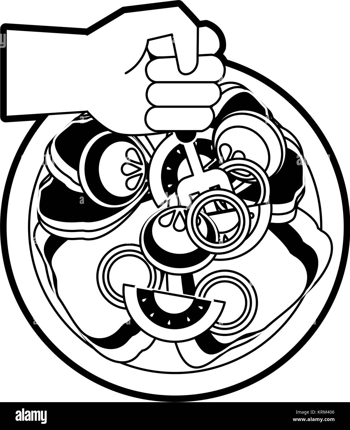 Top view fresh vegetable salad Black and White Stock Photos & Images ...