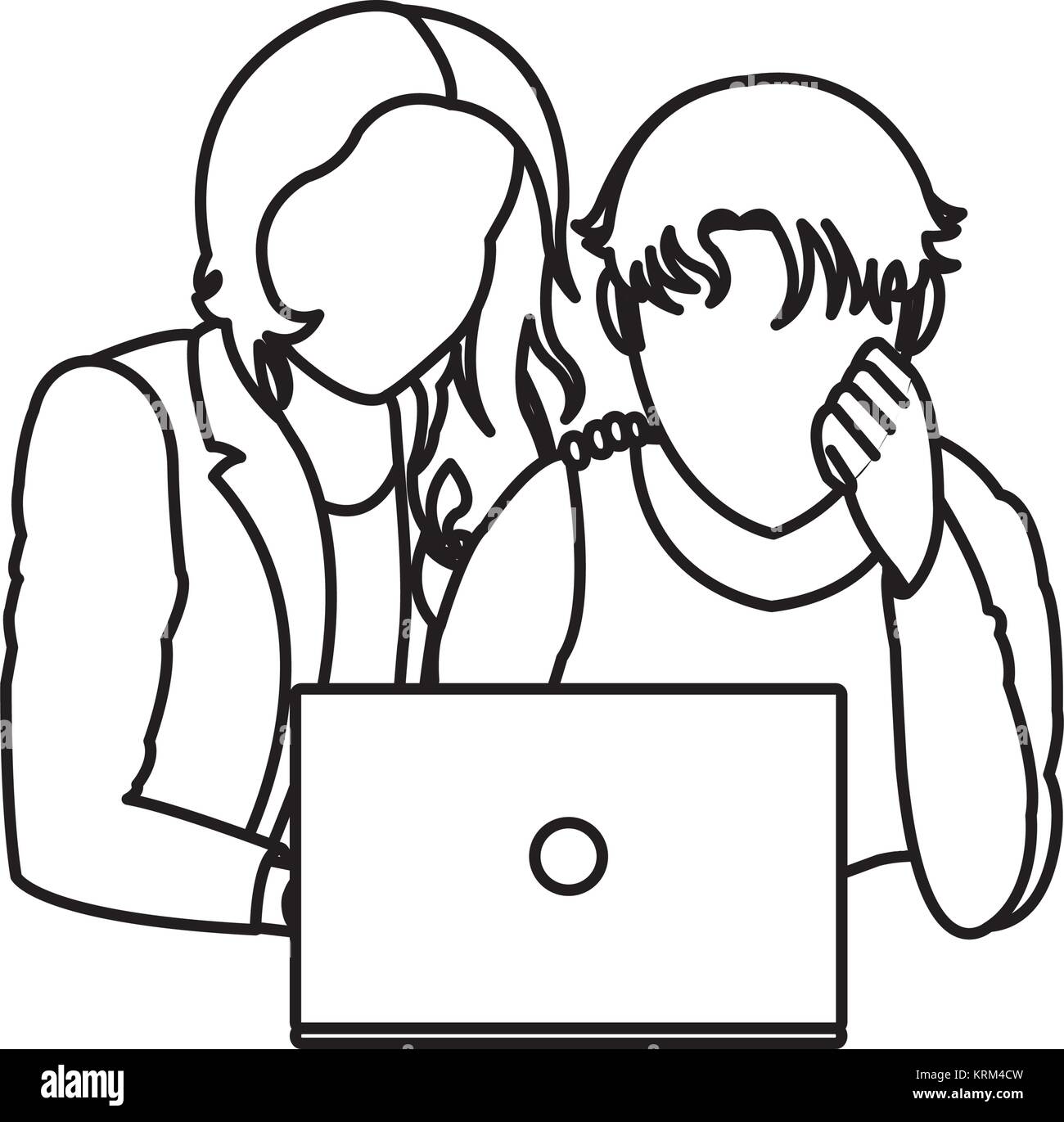 Boy and girl with laptop design Stock Vector Image & Art - Alamy