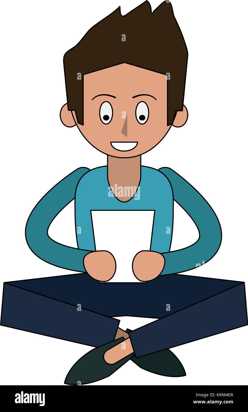 Portrait businessman tablet computer Stock Vector Images - Alamy